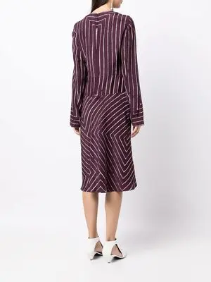 Stella McCartney Striped Silk Midi Dress