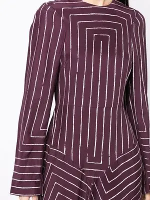 Stella McCartney Striped Silk Midi Dress