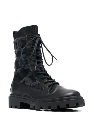 TOD'S Shearling Logo Combat Boots