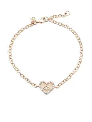SYDNEY EVAN 14kt Yellow Heart Evil Eye Charm Bracelet - Gold