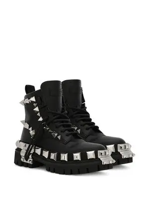 Dolce & Gabbana Studded Leather Combat Boots