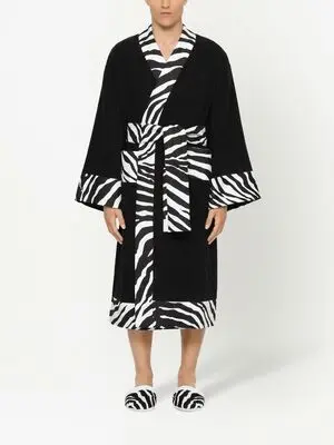 Dolce & Gabbana Cotton Terry Bath Robe - Black