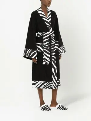 Dolce & Gabbana Cotton Terry Bath Robe - Black