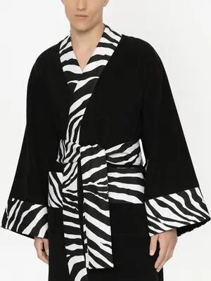 Dolce & Gabbana Cotton Terry Bath Robe - Black