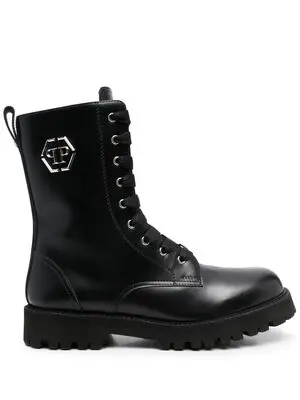Philipp Plein Hexagon Logo-plaque Leather Boots