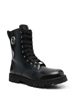 Philipp Plein Hexagon Logo-plaque Leather Boots