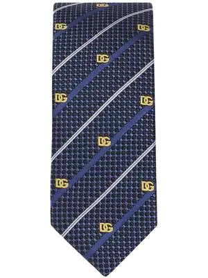 Dolce & Gabbana Dg Logo Stripe Silk Tie