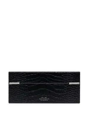 Smythson Crocodile-effect Leather Trinket Box - Black