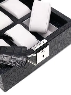 Smythson Crocodile-effect Leather Trinket Box - Black