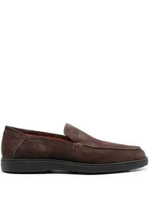 Santoni Drain Suede Loafers - Brown