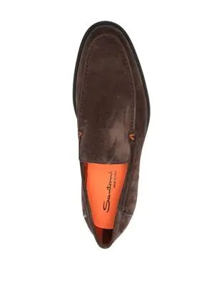Santoni Drain Suede Loafers - Brown