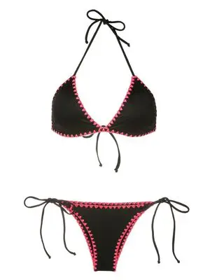 BRIGITTE Name Embroidered Halterneck Bikini - Black