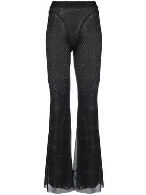 POSTER GIRL Logo-print Mesh Bootcut Trousers