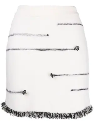 Sonia Rykiel Paris Contrasting-stitch Detail Skirt - White