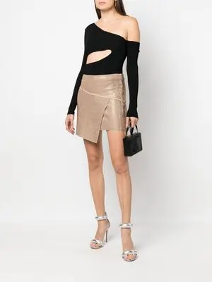 ANDREĀDAMO Crystal-embellished Wrap Skirt - Neutrals