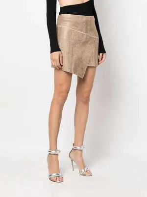 ANDREĀDAMO Crystal-embellished Wrap Skirt - Neutrals