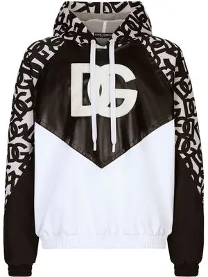 Dolce & Gabbana Technical Jersey Dg Patch Hoodie - Black