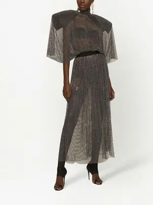 Dolce & Gabbana Rhinestone-embellished Mesh Maxi Dress