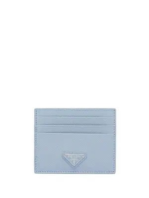 Prada Logo-plaque Saffiano Leather Cardholder - Blue
