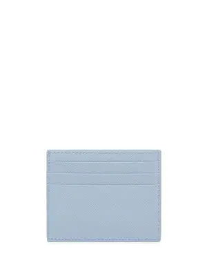 Prada Logo-plaque Saffiano Leather Cardholder - Blue