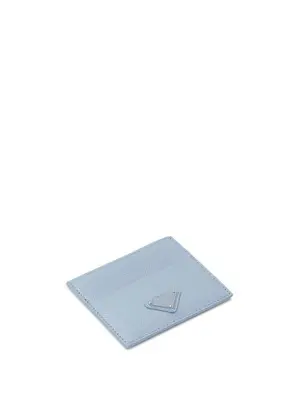 Prada Logo-plaque Saffiano Leather Cardholder - Blue