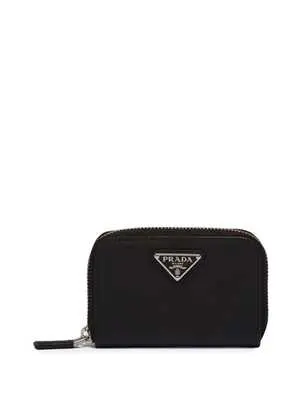 Prada Logo-plaque Saffiano Coin Purse - Black