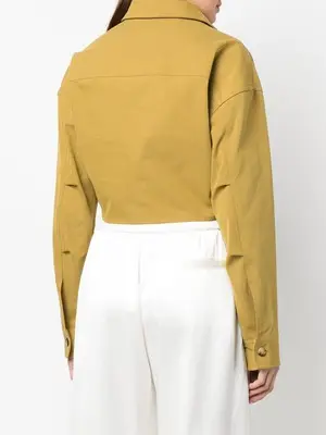Off-White Twist-front Cropped Shirt - Green