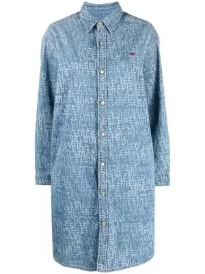 DIESEL® All-over Logo" Denim Shirt Dress