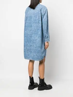DIESEL® All-over Logo" Denim Shirt Dress