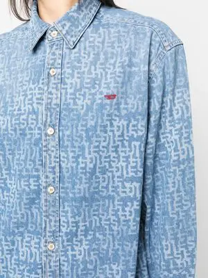 DIESEL® All-over Logo" Denim Shirt Dress