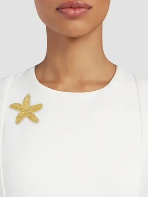 KENNETH JAY LANE Starfish 22k Gold-plate & Faux Crystal Pin
