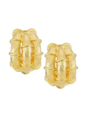 KENNETH JAY LANE Bamboo 22k -plated Hoop Earrings - Gold