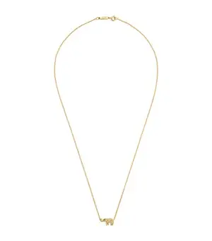 JENNIFER MEYER Yellow Diamond And Emerald Elephant Pendant Necklace - Gold