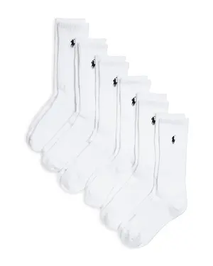 Ralph Lauren Signature Embroidered Crew Socks - White