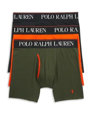 Ralph Lauren Logo Waistband Boxer Briefs, Pack Of 3 - Active Orange/company Olive/polo Black