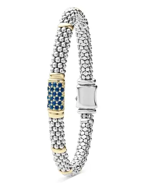 Lagos Sterling And 18k Gold Blue Sapphire Bracelet - Silver
