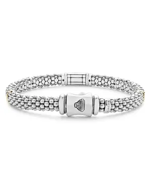 Lagos Sterling And 18k Gold Blue Sapphire Bracelet - Silver