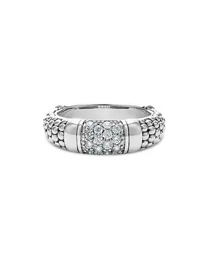 Lagos Sterling Caviar Diamond Ring - Silver