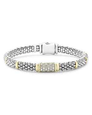 Lagos Signature Caviar Diamond Bracelet - Silver