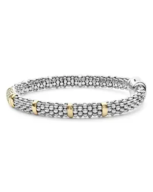 Lagos Sterling And 18k Gold Diamond Bracelet - Silver
