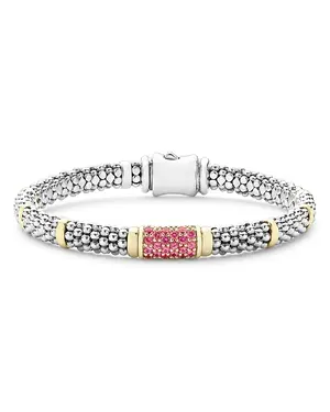Lagos LAGOS Sterling Silver And 18K Gold Sapphire Station Bracelet Silver