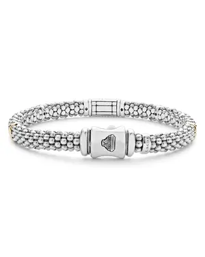 Lagos Sterling And 18k Gold Sapphire Station Bracelet - Silver