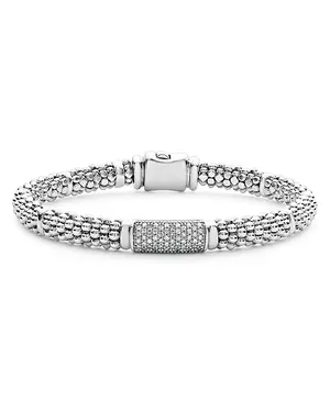 Lagos Sterling Caviar Diamond Bracelet - Silver