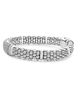 Lagos Sterling Signature Caviar Pave Diamond Bracelet