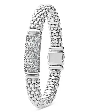 Lagos Sterling Signature Caviar Pave Diamond Bracelet