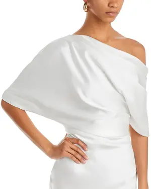 Amsale Draped Pencil Midi Dress - Ivory