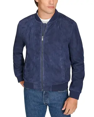 Cole Haan Suede Bomber Jacket - Navy