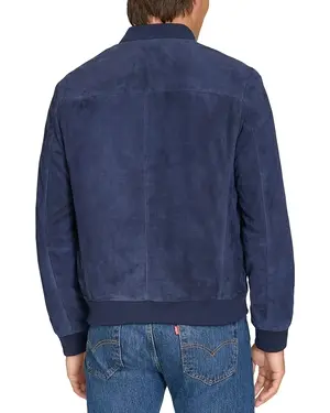 Cole Haan Suede Bomber Jacket - Navy