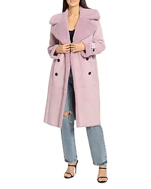 Avec Les Filles Faux Shearling Trench Coat