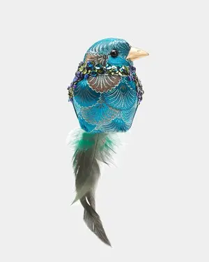 MARK ROBERTS Sparkling Bird Ornament - Blue Multi